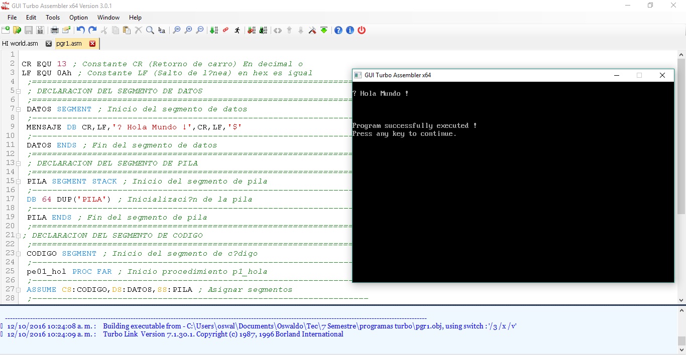 OSWALDO CASADOS: Programas En Turbo Assembler