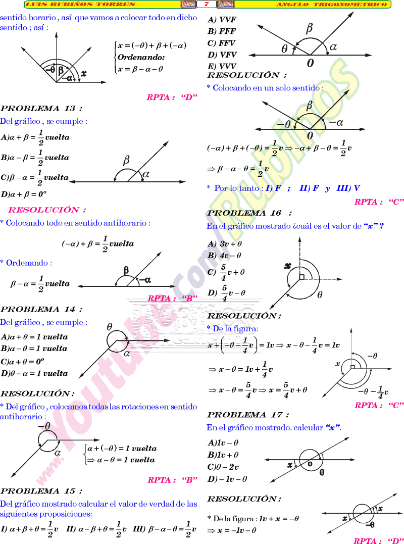Ángulo Trigonométrico Ejercicios Resueltos de Trigonometría