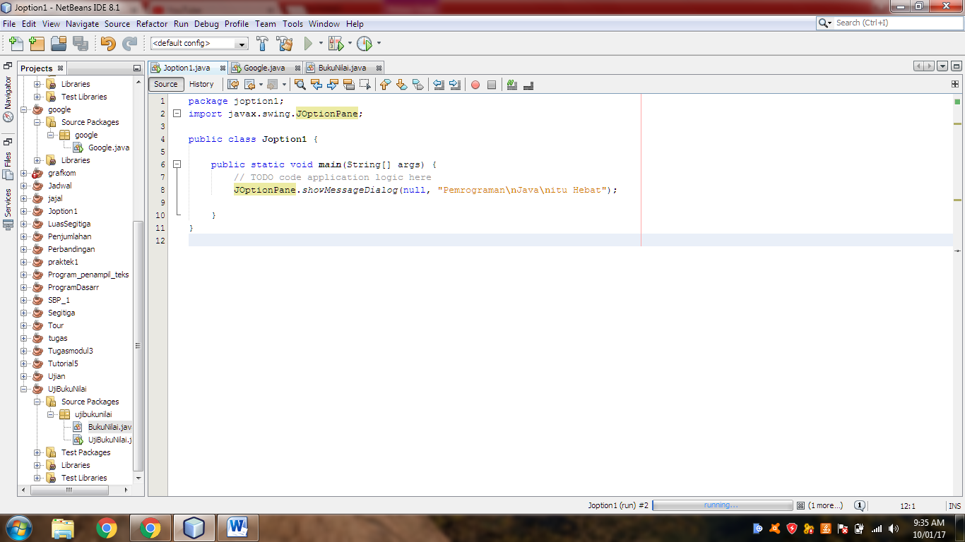 Teknik Informatika Kotak Dialog Joptionpane Program Java