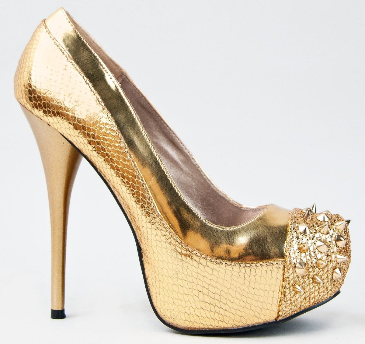 Sandalias de tacón doradas | zapatos de moda