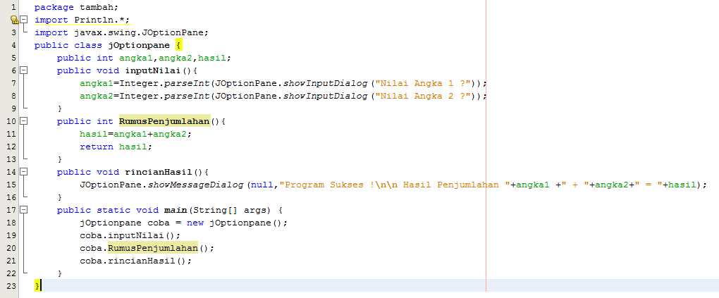 Program Penjumlahan dengan Fungsi ~ Materi Java Pemula