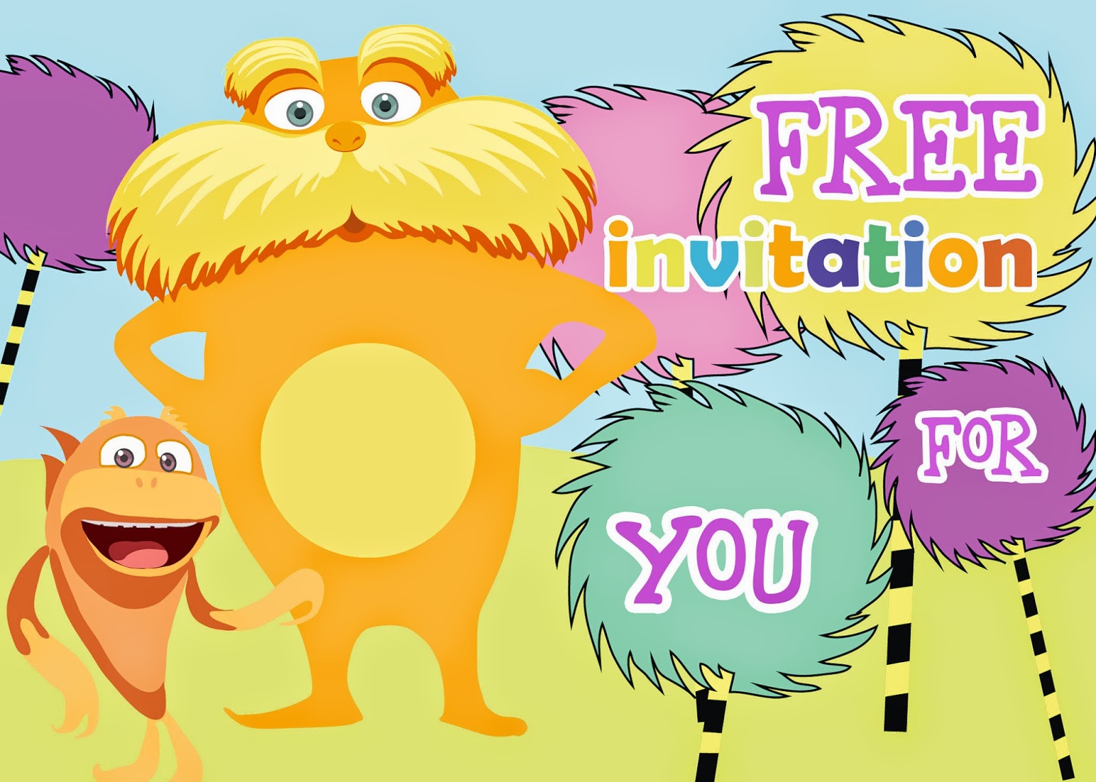 free printable invitation: Lorax party FREE Birthday invitation.