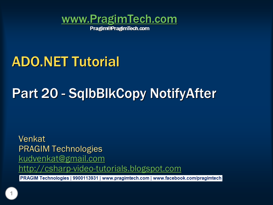 Sql server, .net and c# video tutorial: Part 20 - sqlbulkcopy notifyafter example