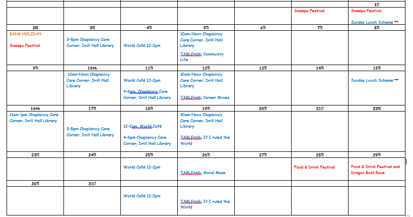 Medway Students: May Calendar