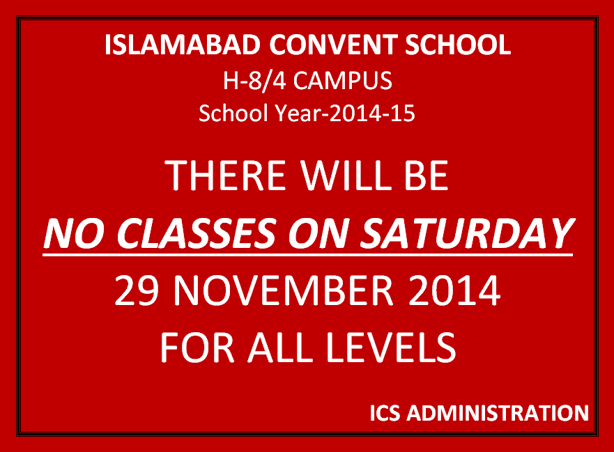 Islamabad Convent School H-8/4 Campus: IMPORTANT ANNOUNCEMENT: THERE ...