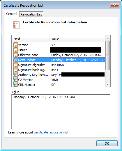 Field Notes Of A Computer Geek Expired Offline Root Ca Crl Causes Warnings