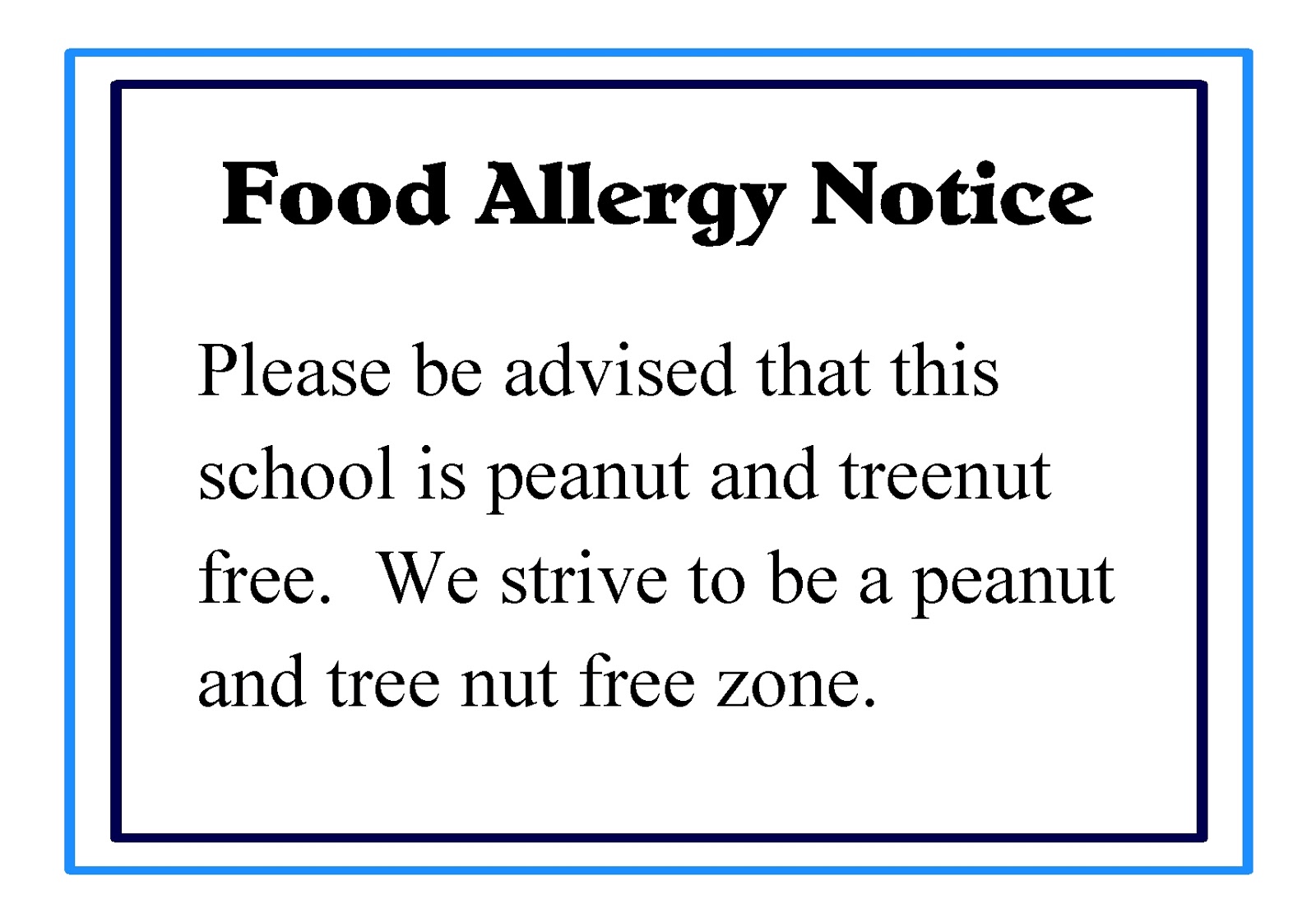 Free Posters and Signs: Food Allergy Notice