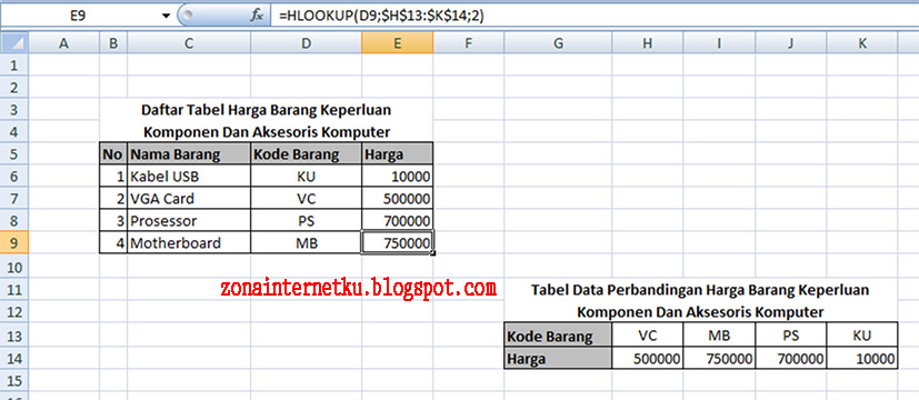 Fungsi VLOOKUP Dan HLOOKUP Di Microsoft Excel 2007 | Tutorial Lengkap