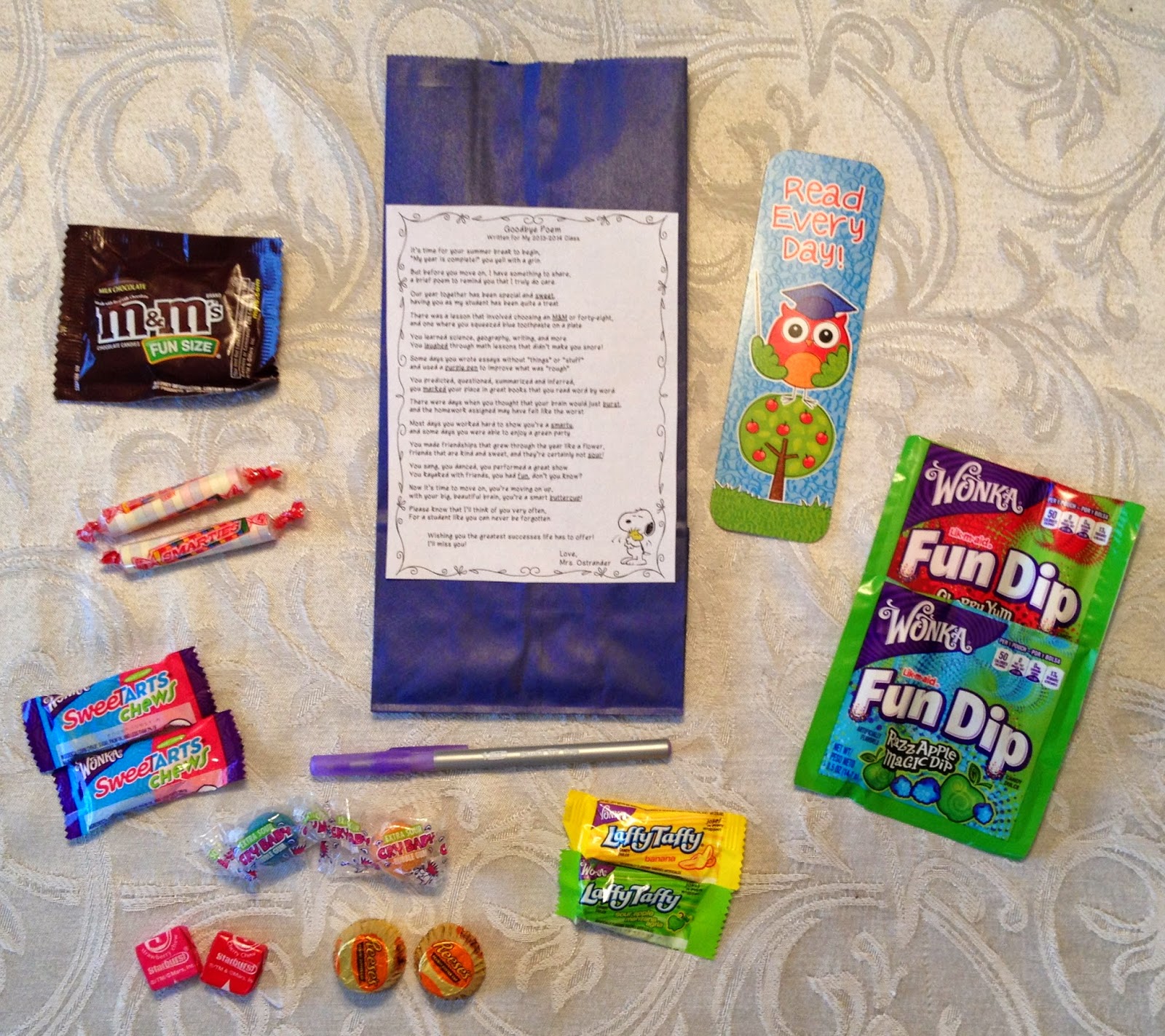 End of the Year Goodie Bags and Poem - Mrs. O Knows