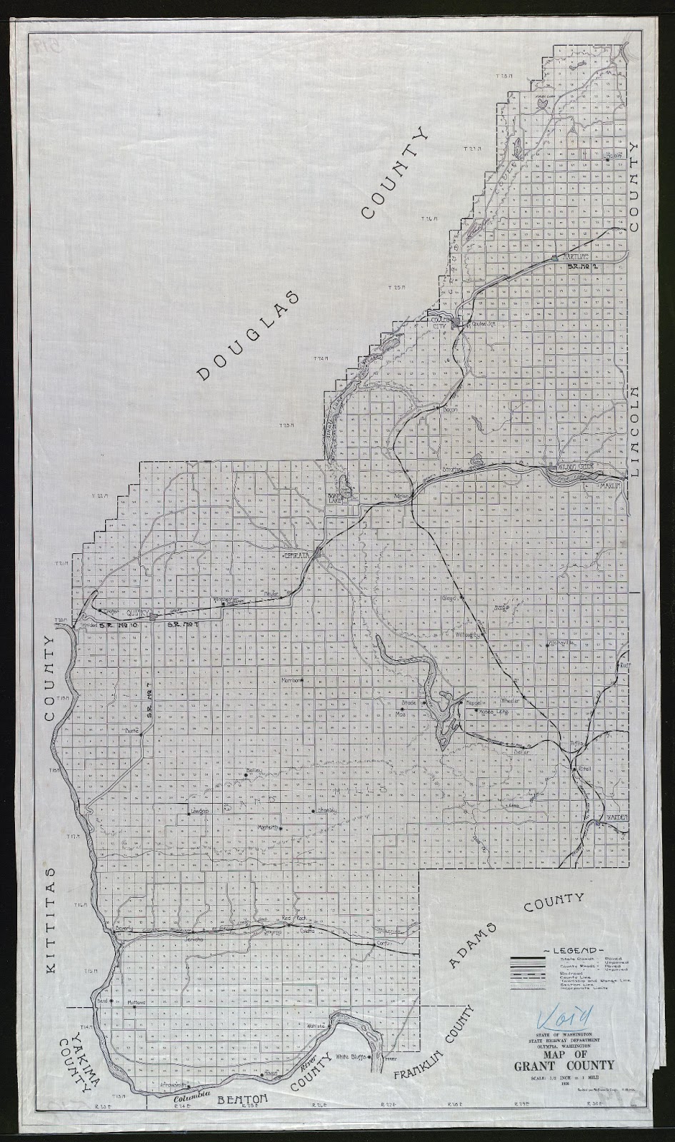 Big Bend Railroad History: 1926 Grant County Map