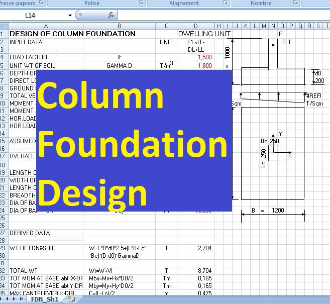 Design of column foundation - Civil engineering program