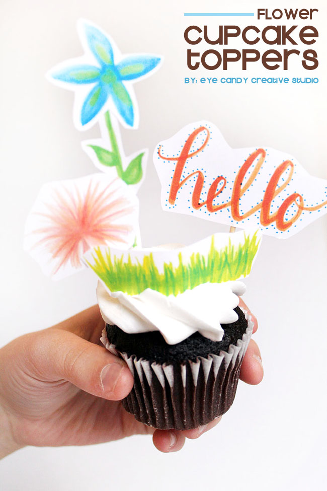 Eye Candy Creative Studio: FREEBIE :: Spring Floral Cupcake Toppers