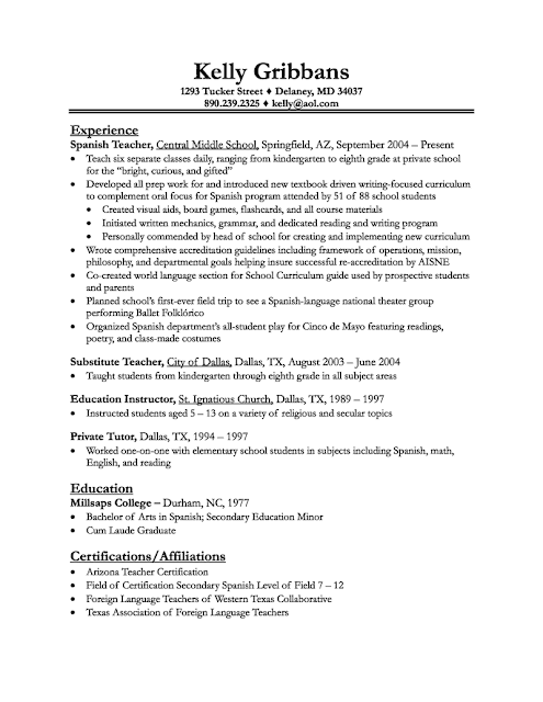 Sample Teaching Resumes - Resume Design - Resume Template - CV Template