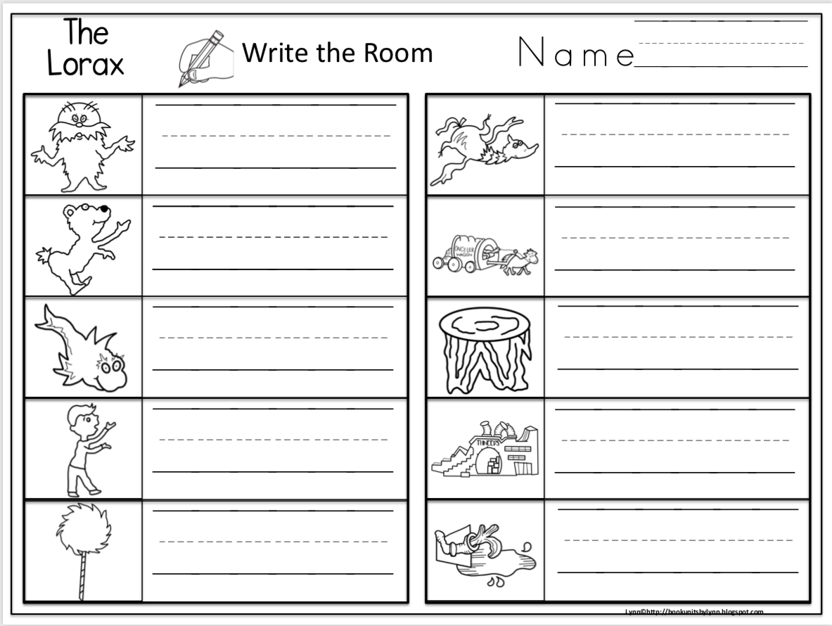 THE LORAX WRITE THE ROOM ~ Book Units by Lynn