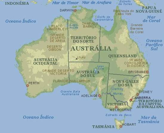 Geologia : Mapa do Continente Australiano