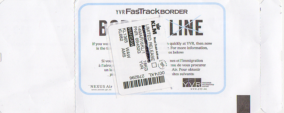 The traveler's drawer: KLM. Boarding pass for the flight KL 0682 from ...