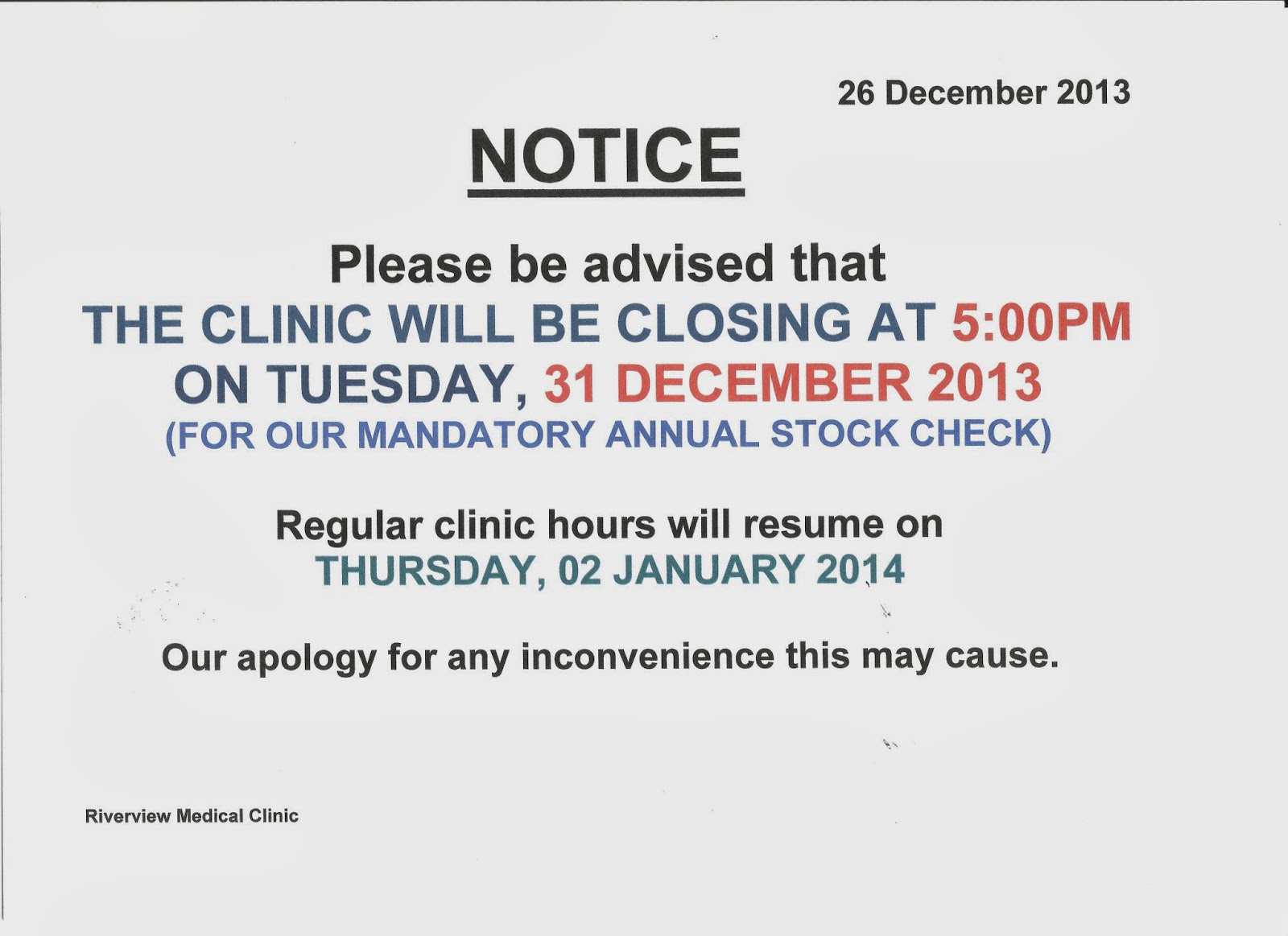 Riverview Medical Clinic, Brunei: December 2013