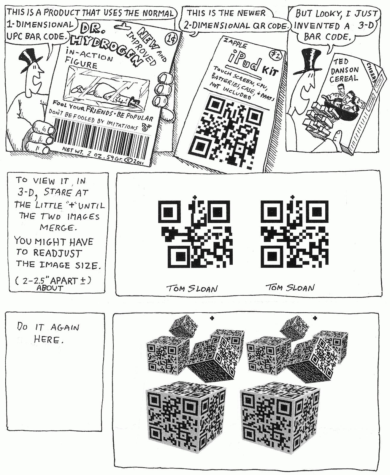 Cartoons and things: QR code (computer cartoon)