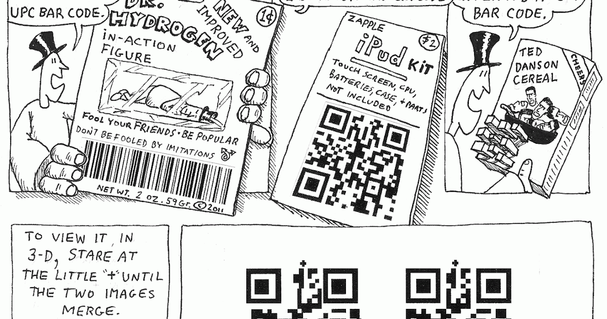 Cartoons and things: QR code (computer cartoon)