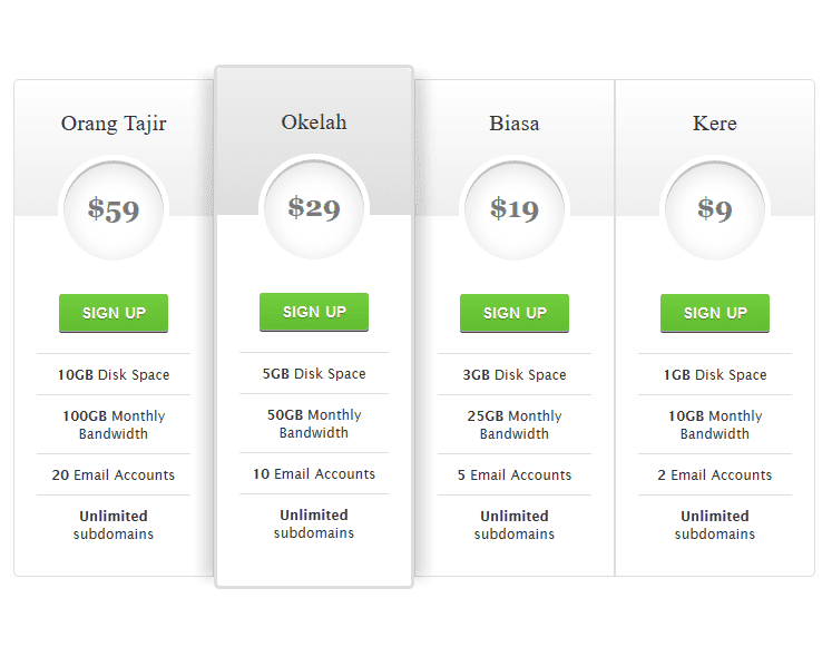 Membuat Widget Tabel Harga Paket Hanya dengan CSS
