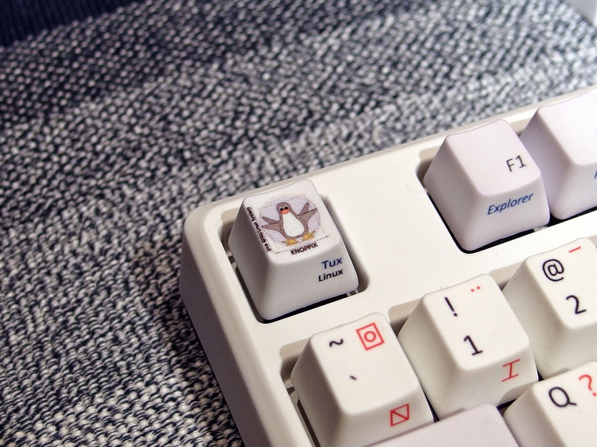 Keycap DIY: ESC keycap Tux of Linux, KNOPPIX's Vitruvian version