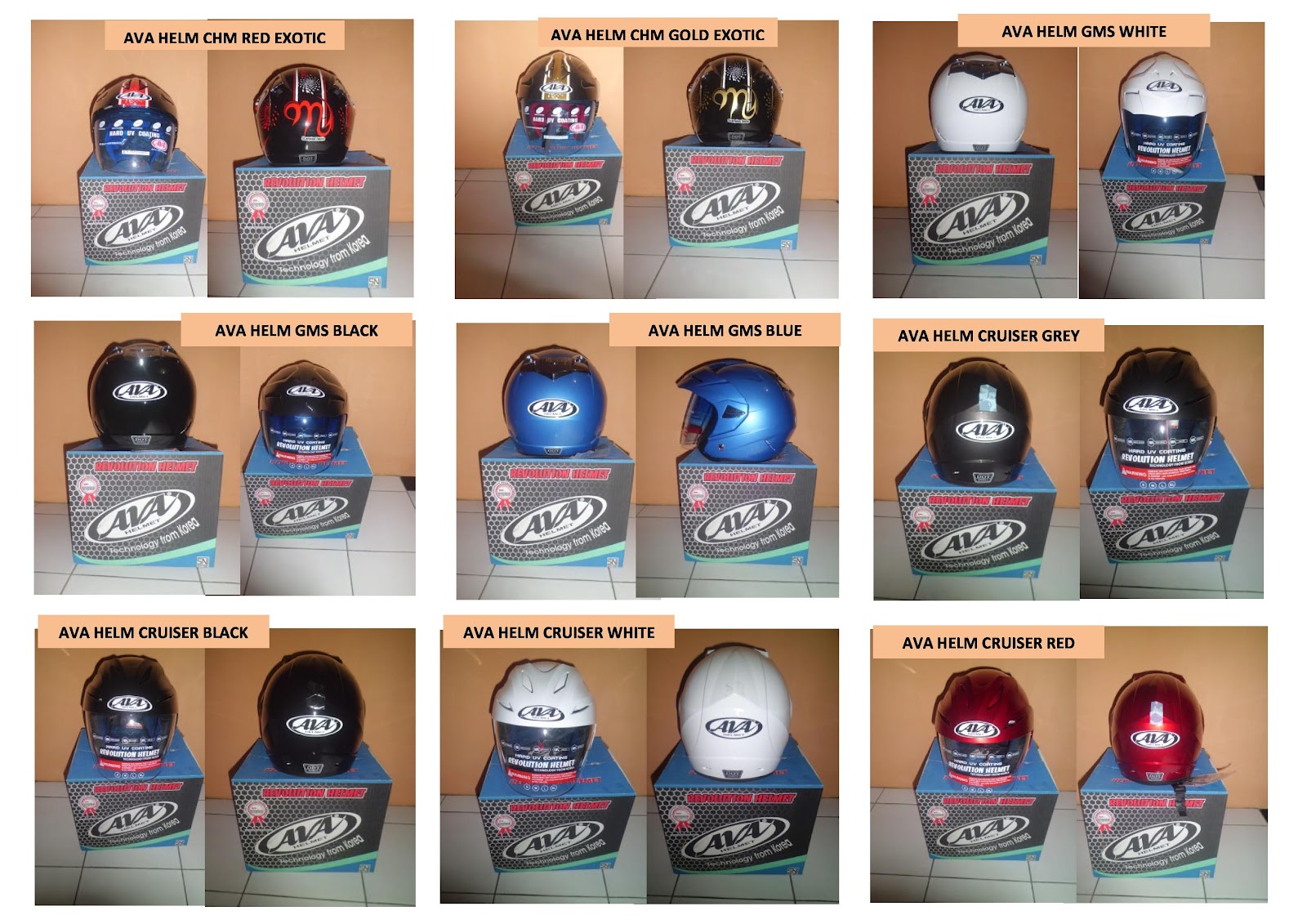 Helm SNI , DOT dan Snell: Galery AVA Helm