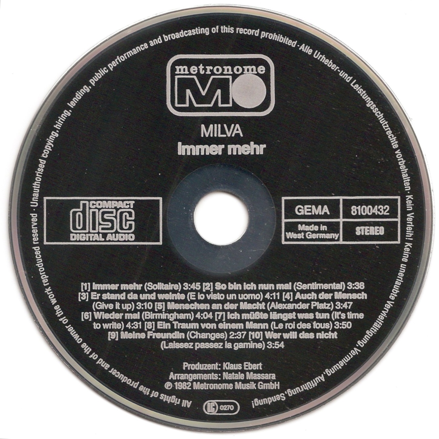 The First Pressing CD Collection: Milva - Immer mehr