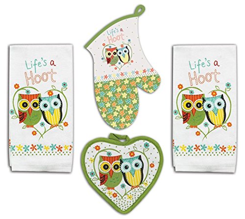 Whimsical Owl Store: Owl Kitchen Towel Set-Life's A Hoot- 4 Piece