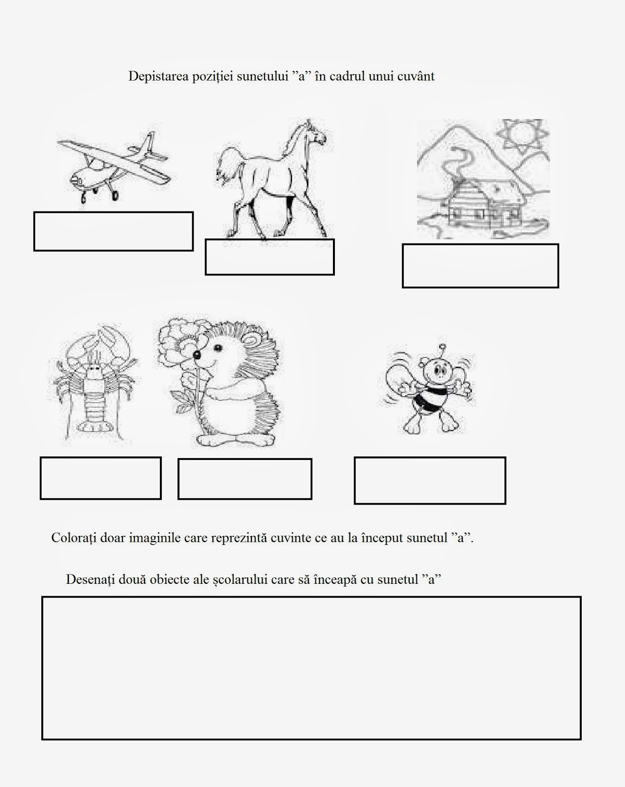 Lumea lui Scolarel...: Fișă: Recunoașterea sunetului ”a” în cuvinte