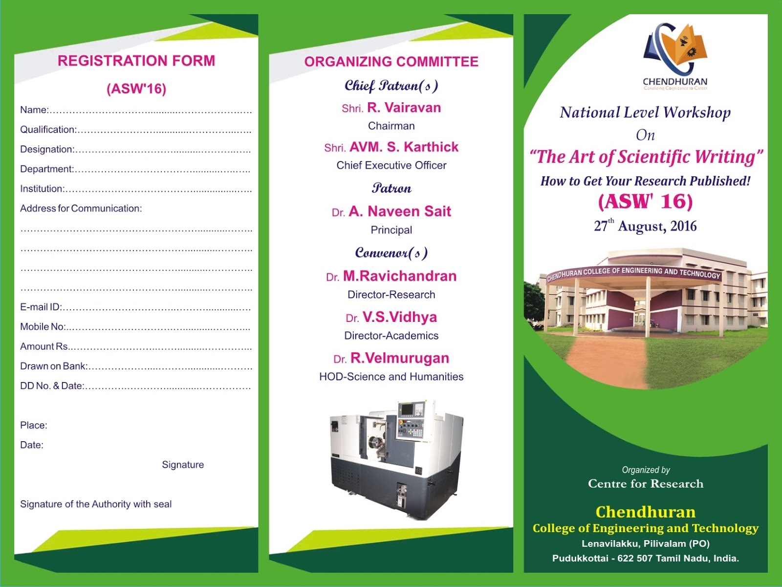 National Level Workshop in Chendhuran College of Engineering and ...