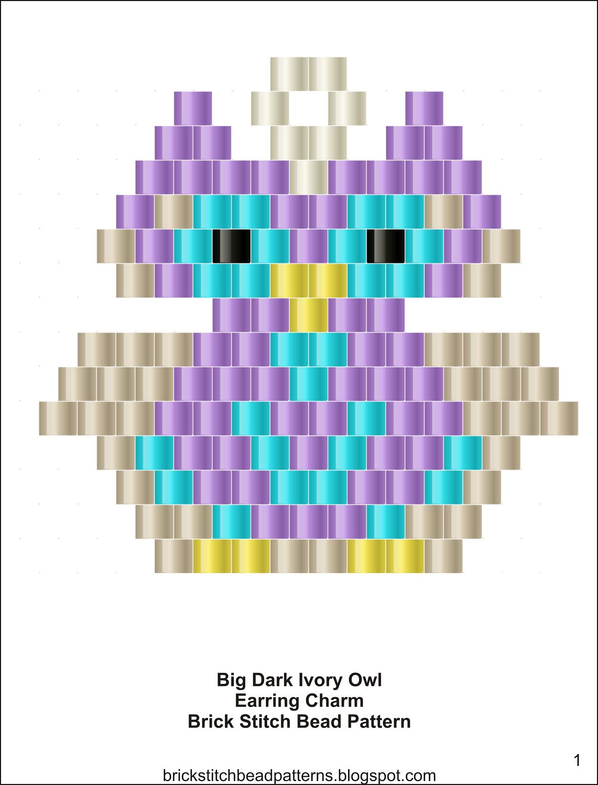 Brick Stitch Bead Patterns Journal: Big Dark Ivory Owl Brick Stitch ...