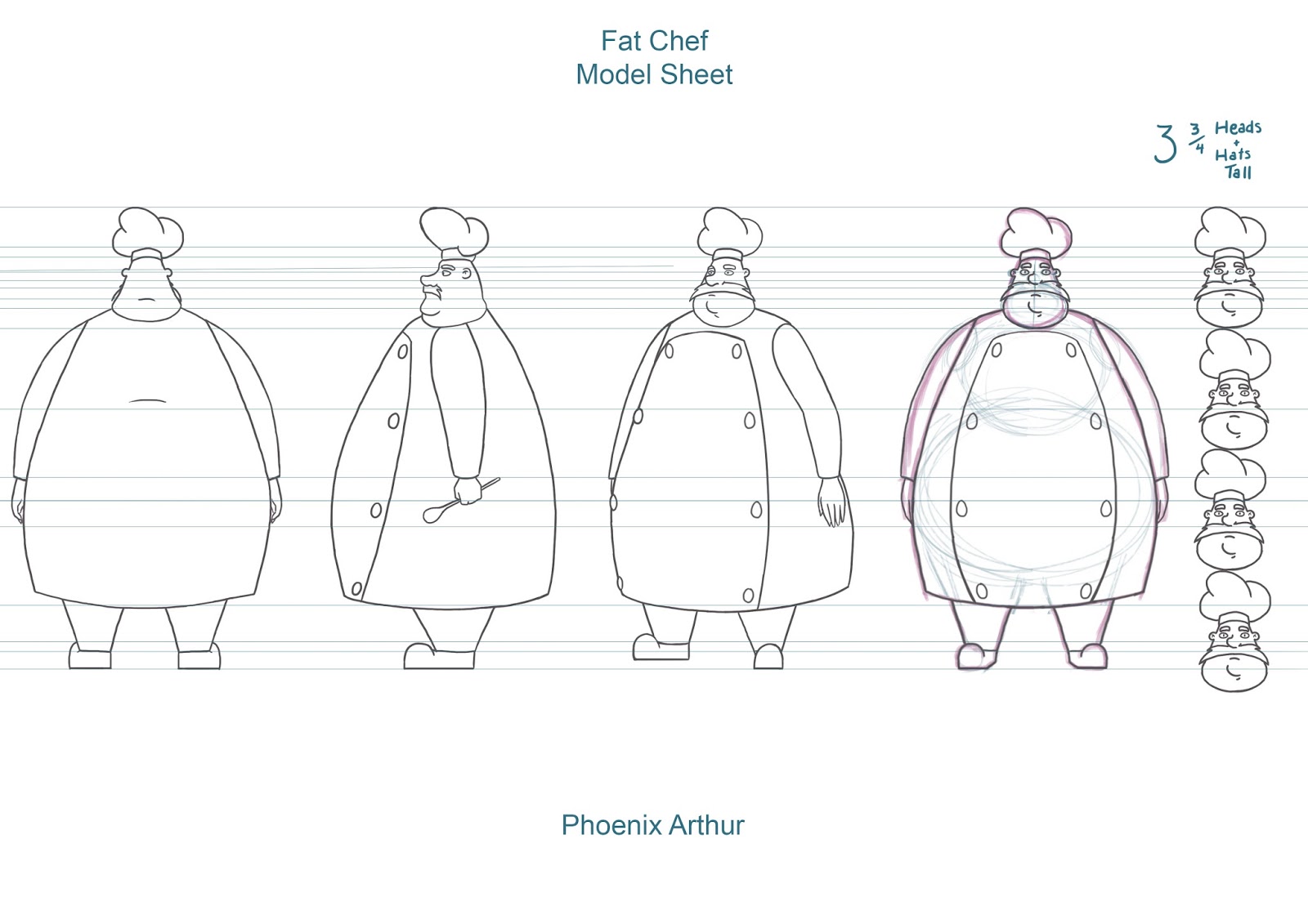 Phoenix Arthur Animation Work: Model Sheet