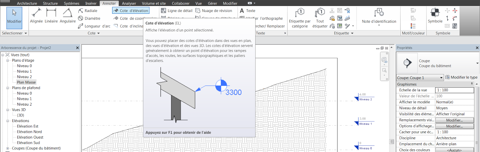Revit-Mémo: Revit 2014_Niveaux NGF et Projet, en coupe et en plan
