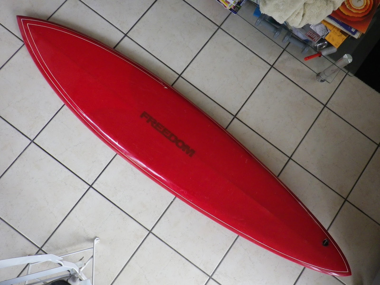 vintage surfboard collection France: Freedom Surfboard from Jersey