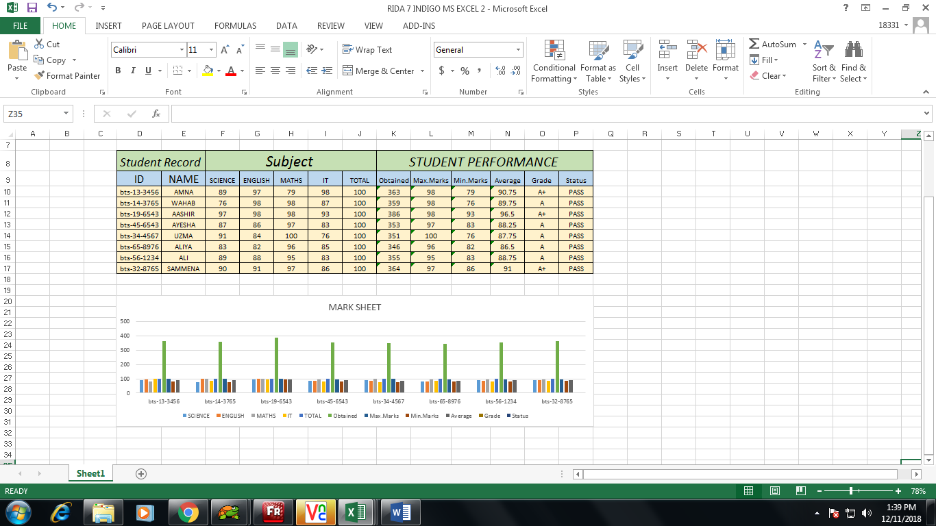 ICT Corner by BTSC: MS Excel - Grade 7 Projects
