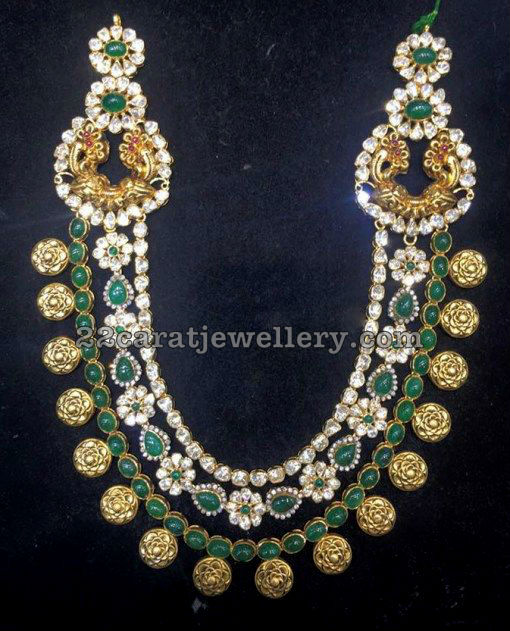 Polki Emerald Long Chain - Jewellery Designs