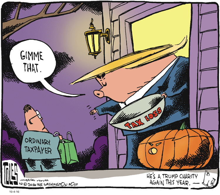 Hackwhackers: Trump's Taxes Twofer Cartoons