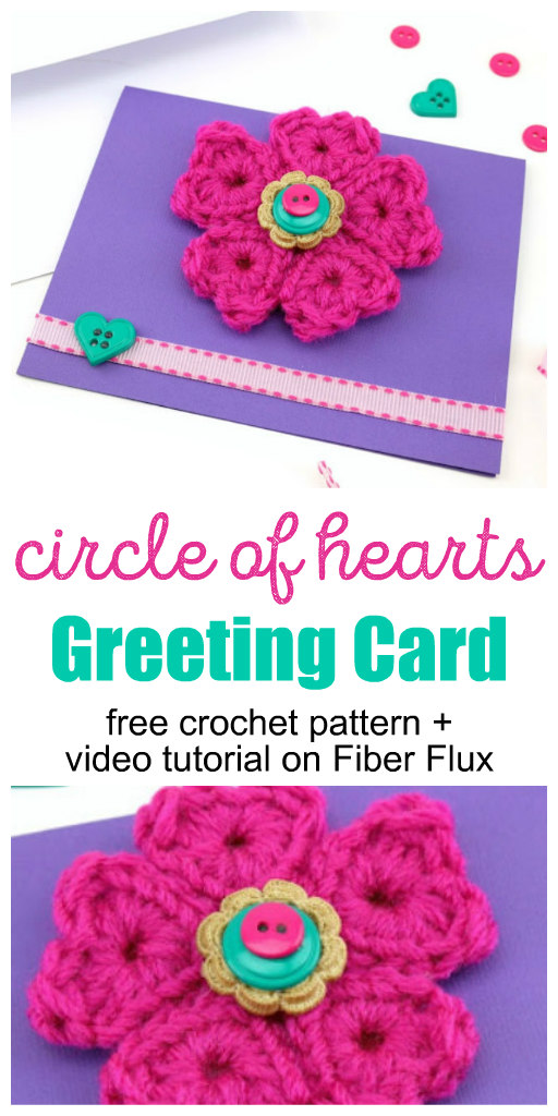 Fiber Flux: Circle of Hearts Greeting Card, Free Crochet Pattern + Video