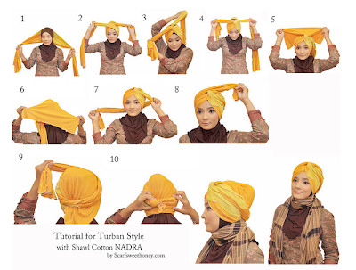 Cara Memakai Jilbab Model Turban Simpel Modis - Tutorial Memakai Jilbab ...