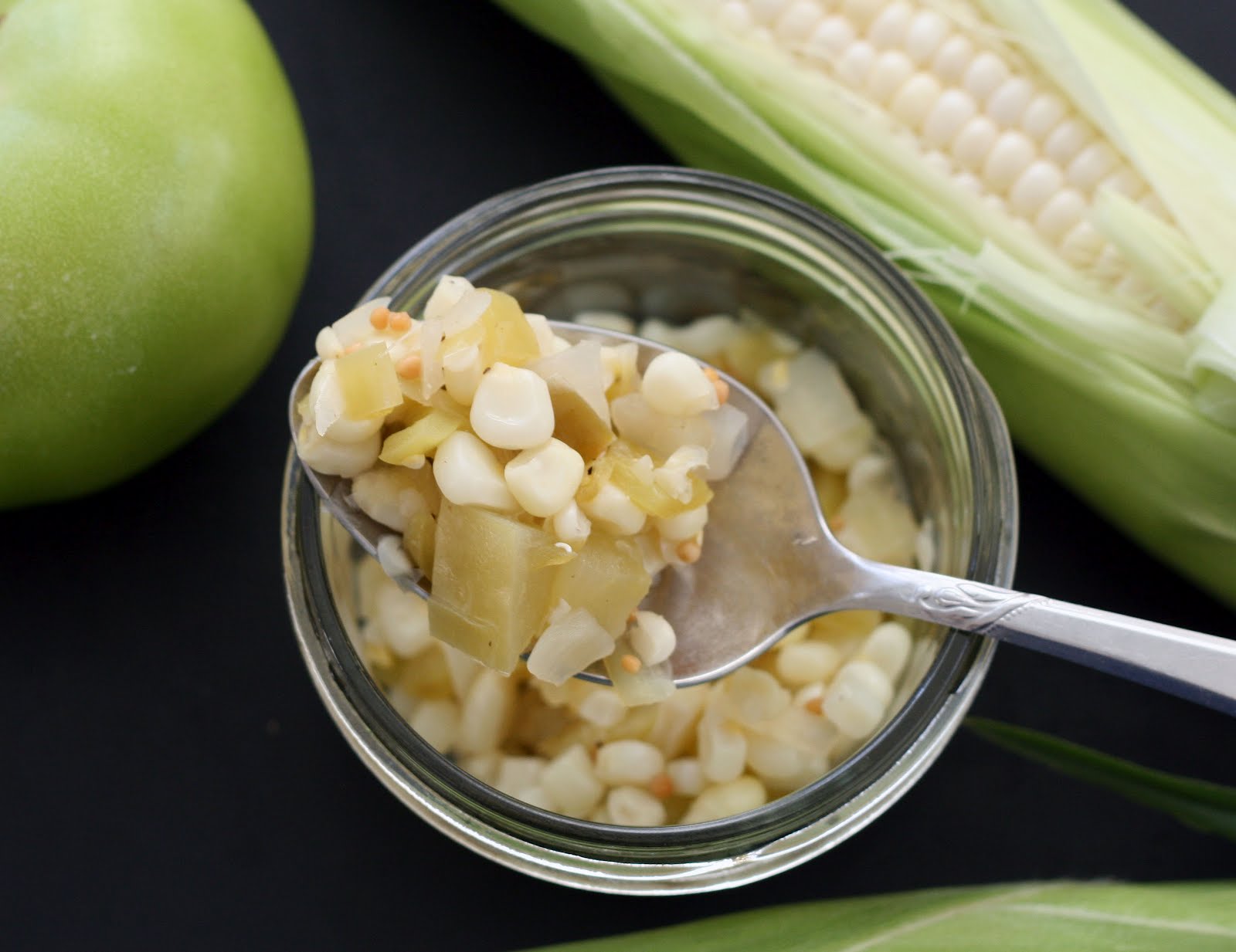 Late Summer Corn & Green Tomato Relish – Coconut & Lime