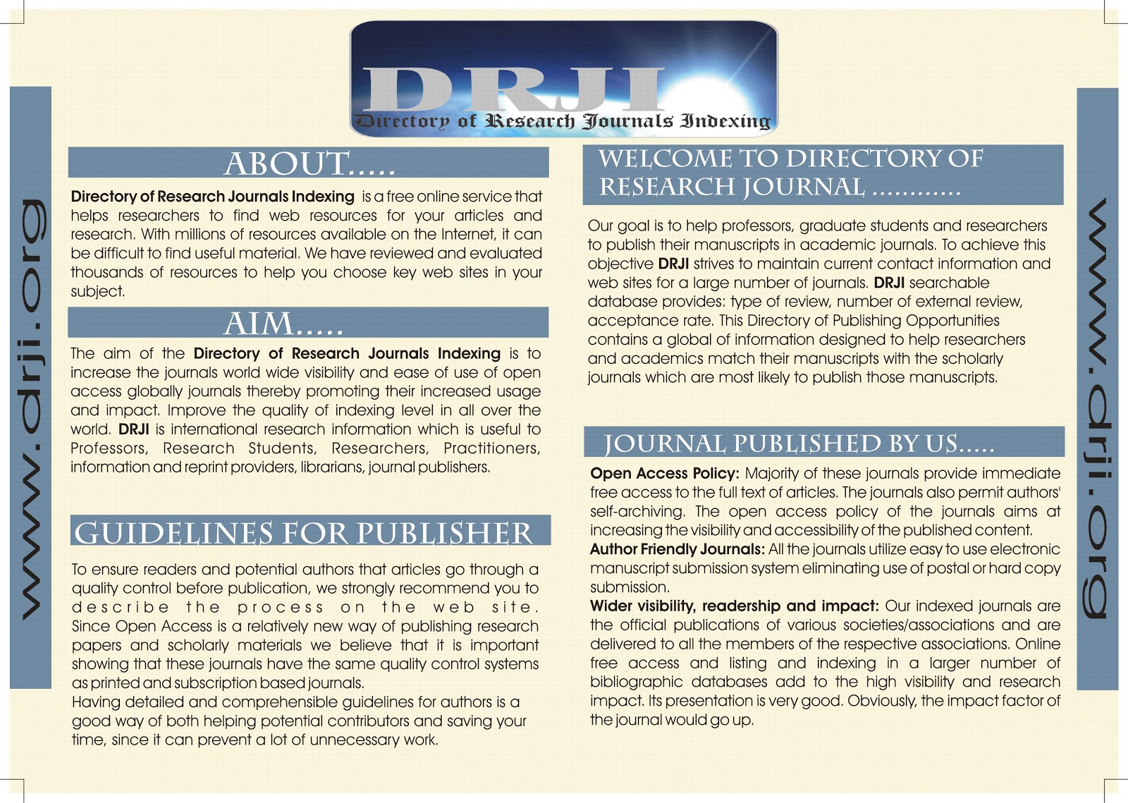 Directory Of Research Journal: DRJI Home