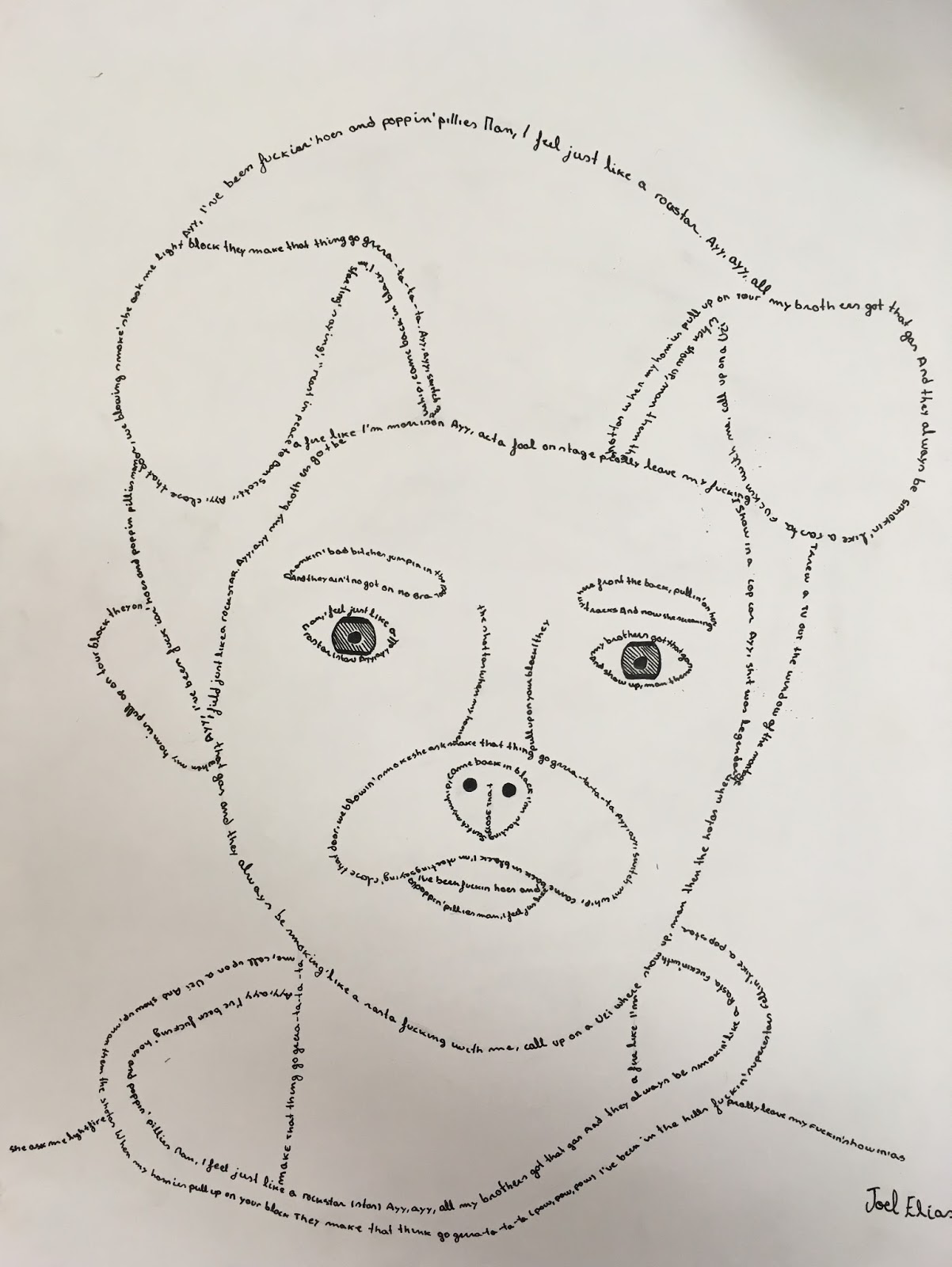 TREBALLS ARTÍSTICS: CALLIGRAM SELF-PORTRAIT