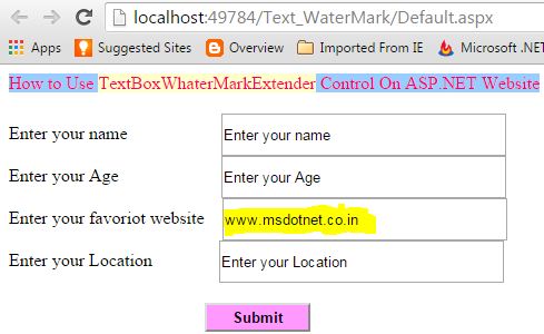 How to Use TextBoxWhatermarkExtender control on ASP.NET Website | MY ...
