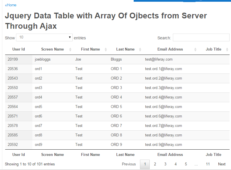 Liferay jQuery Data Table ~ Liferay Savvy
