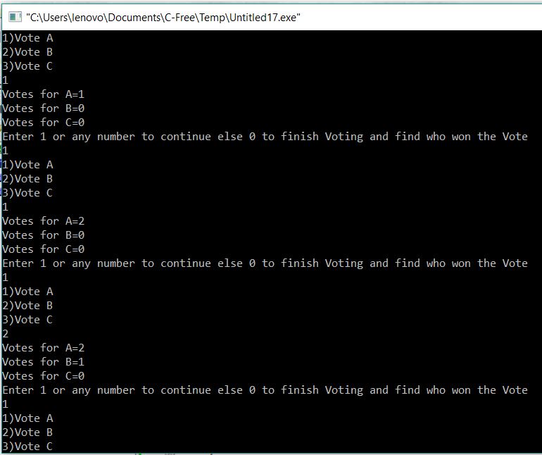 All C Programs Program 245 Voting System Using Static Storage Class In C