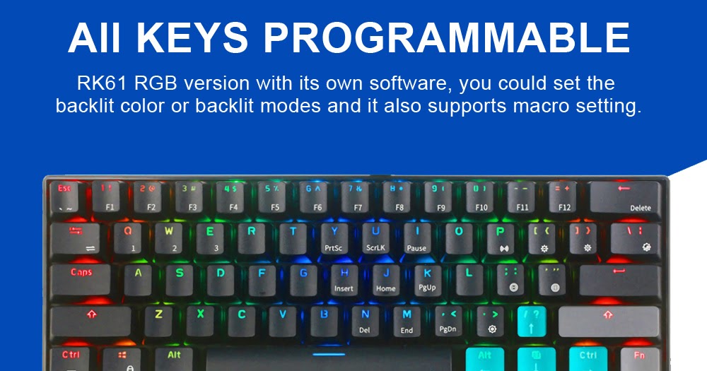 Royal Kludge RK61 Bluetooth Wired Dual Mode 60% RGB Mechanical Gaming ...