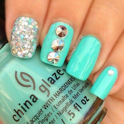 UÑAS DECORACION FACIL: UÑAS MENTA