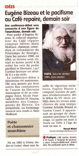 Les compagnons d' Eugène Bizeau : Conférence Bizeau à Vierzon