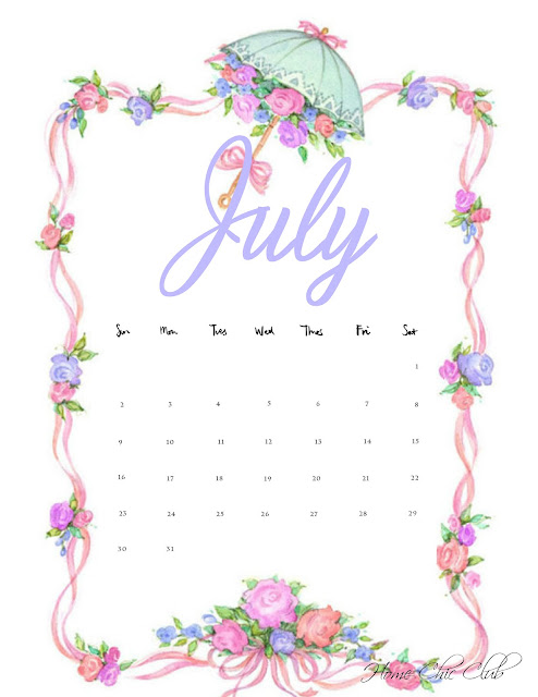 A Free Printable Calendar July 2017 / Summer Lovin' | Home Chic Club: A ...