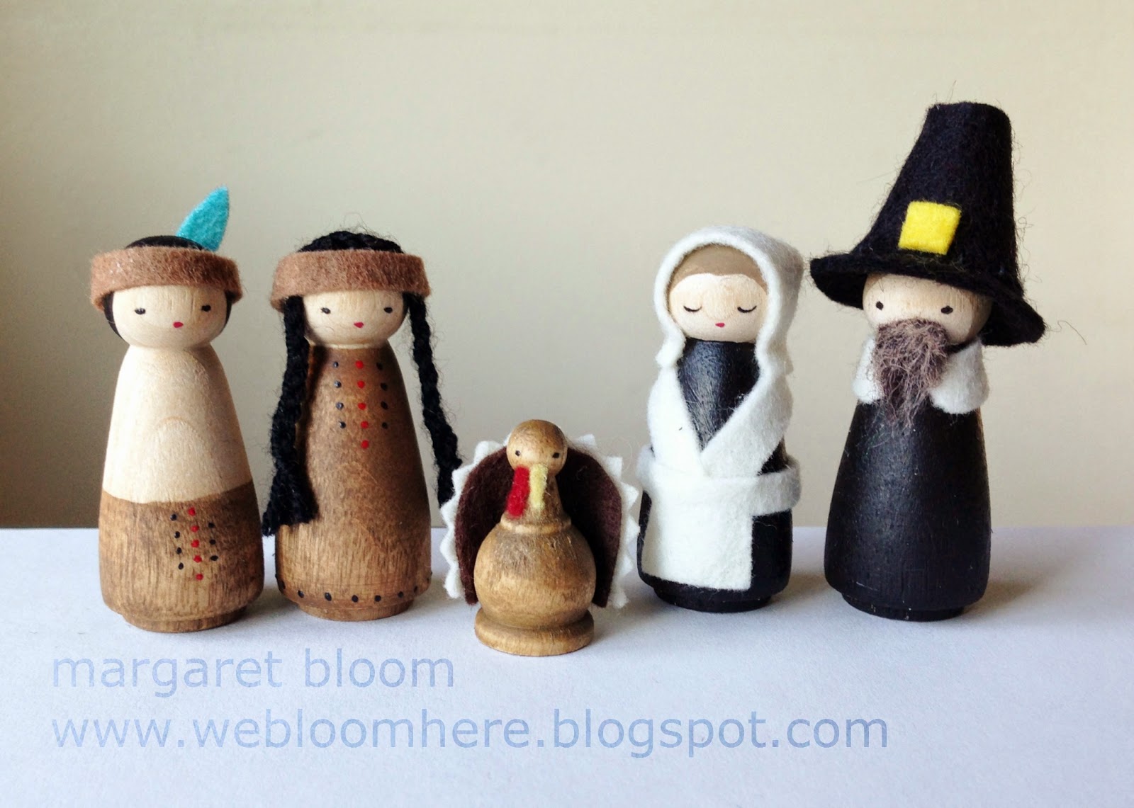 we bloom here: peg doll pilgrims & native americans :: tutorial